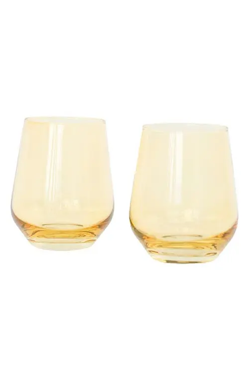 ESTELLE COLORED GLASS Set Of 2 Stemless Wineglasses - Yellow