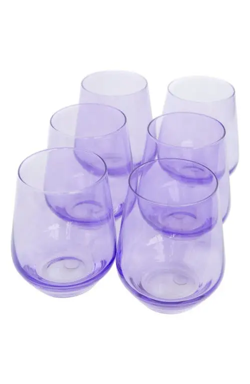 ESTELLE COLORED GLASS Set Of 6 Stemless Wineglasses - Lavender