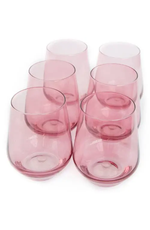 ESTELLE COLORED GLASS Set Of 6 Stemless Wineglasses - Rose