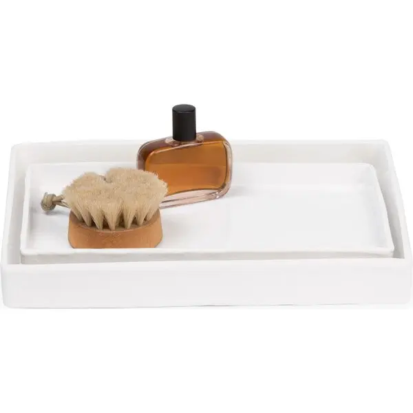 PIGEON AND POODLE Cordoba Nested Tray - White Burlap