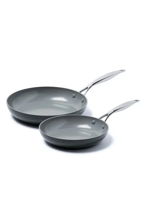 GREENPAN Valencia Pro 10-inch & 12-inch Anodized Aluminum Ceramic Nonstick Frying Pan Set - Black
