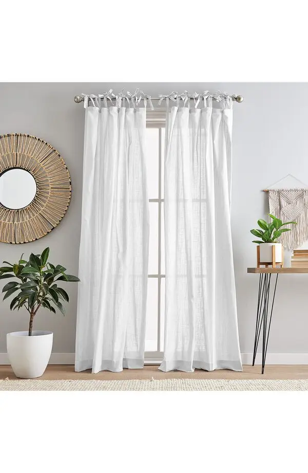 PERI HOME Set Of 2 Sheer Cotton Window Panels - White