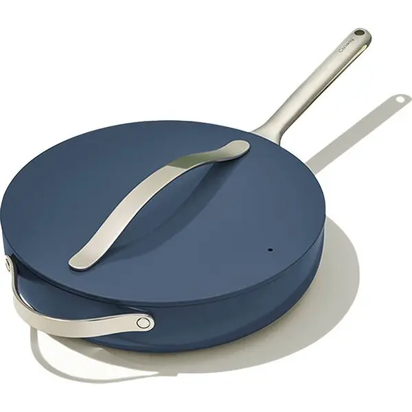 CARAWAY Nontoxic Ceramic Nonstick Sauté Pan With Lid - Navy
