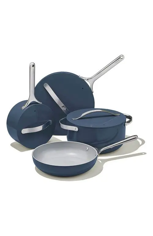 CARAWAY Non-toxic Ceramic Non-stick 7-piece Cookware Set With Lid Storage - Navy