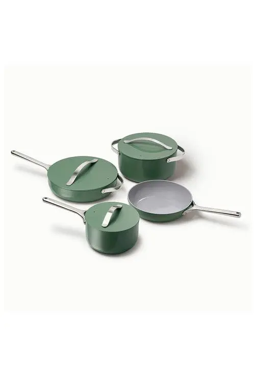 CARAWAY Non-toxic Ceramic Non-stick 7-piece Cookware Set With Lid Storage - Sage