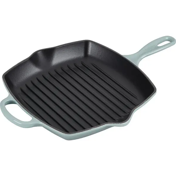 LE CREUSET 10 Inch Square Enamel Cast Iron Grill Pan - Oyster