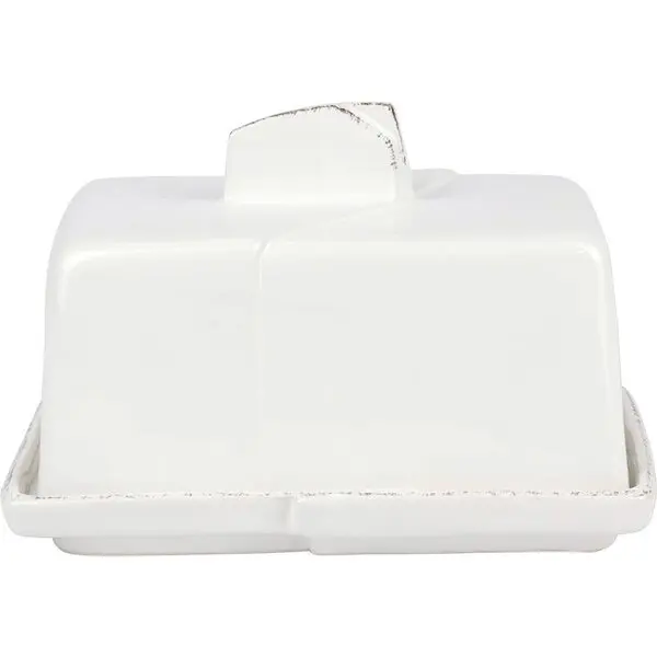 VIETRI Lastra Butter Dish - White