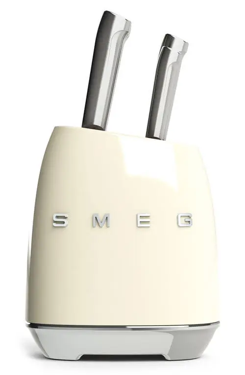 SMEG Stainless Steel 6-piece Knife Block Set - Cream