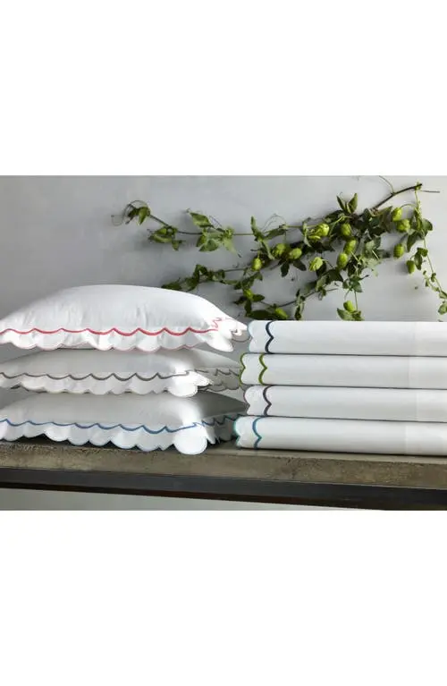 MATOUK India Scallop 350 Thread Count Flat Sheet - Blush