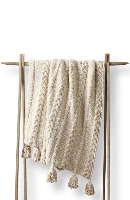 SUNDAY CITIZEN Braided Pom Pom Throw Blanket - Sahara Tan