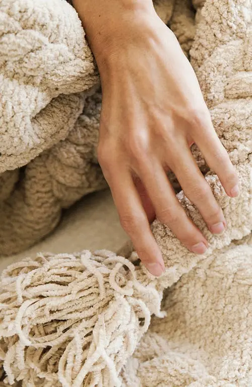SUNDAY CITIZEN Braided Pom Pom Throw Blanket - Sahara Tan