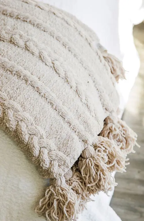 SUNDAY CITIZEN Braided Pom Pom Throw Blanket - Sahara Tan