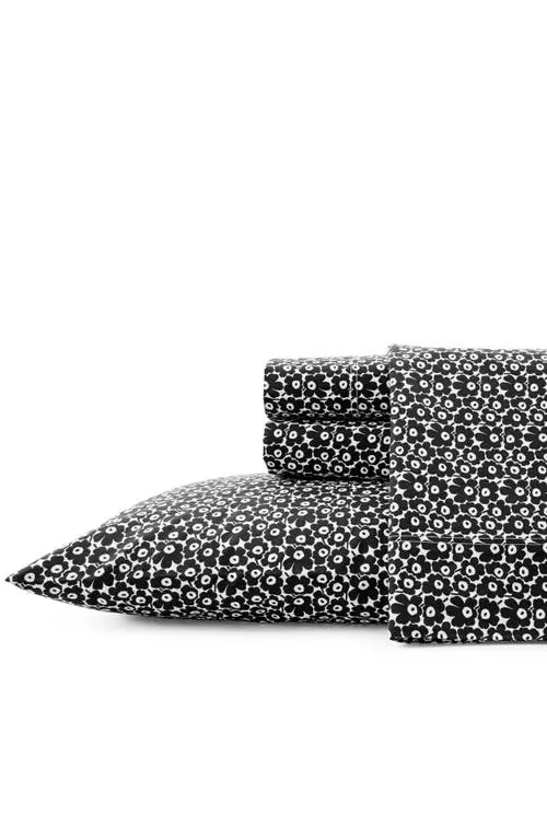 Marimekko Pikkuinen Unikko 200 Thread Count Cotton Sheet Set - Black