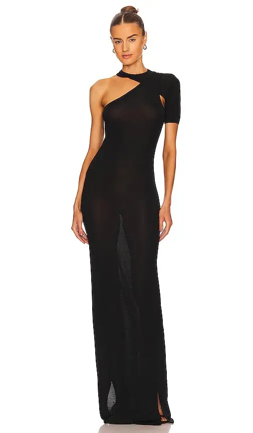RtA Asymmetrical One Shoulder Maxi Dress With Cut Out Detail