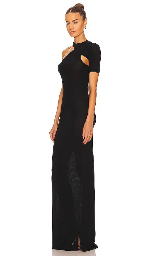 RtA Asymmetrical One Shoulder Maxi Dress With Cut Out Detail
