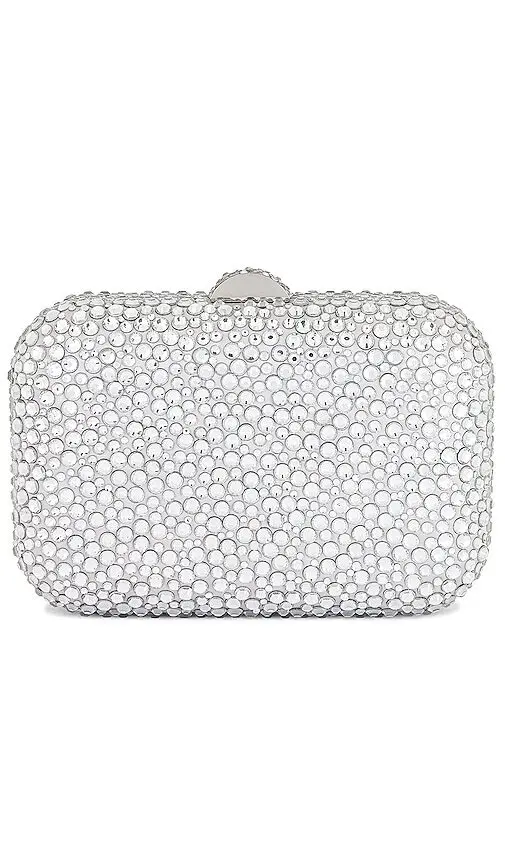 OLGA BERG Casey Hot Fix Encrusted Clutch - Silver