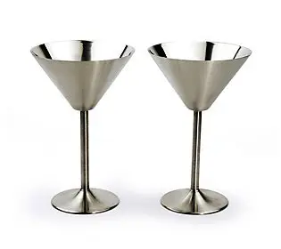 RSVP Set Of 2 Stainless Steel Martini Glasses - Silver
