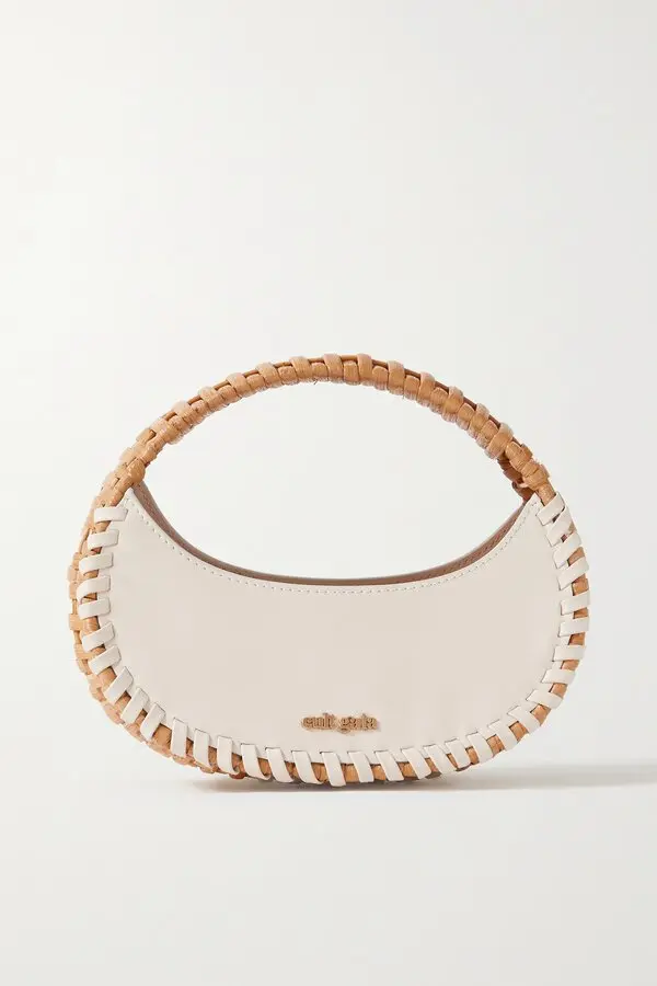 Cult Gaia Aiko Wicker And Leather Tote