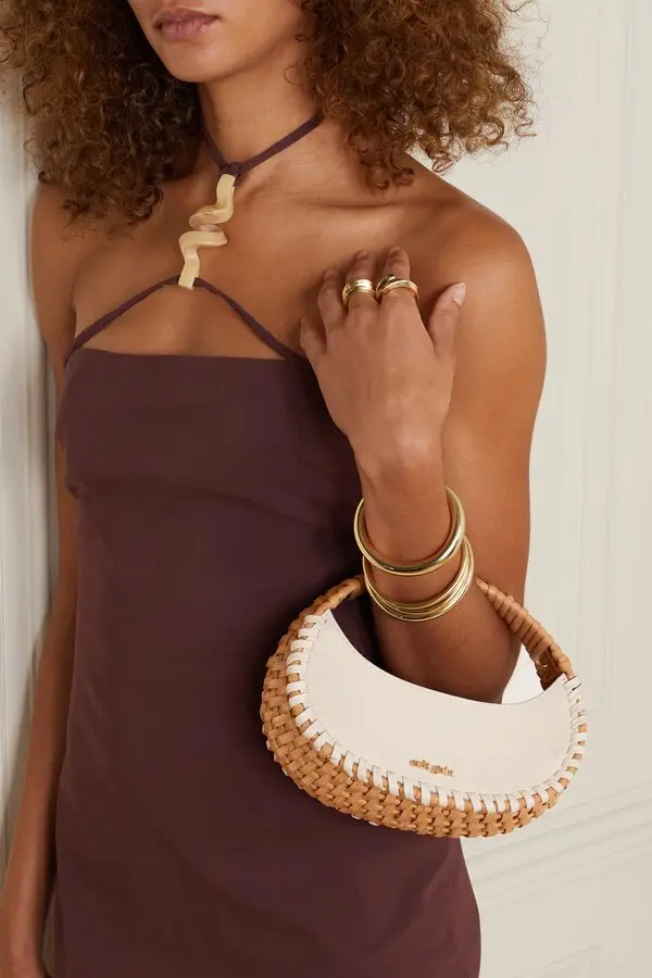 Cult Gaia Aiko Wicker And Leather Tote