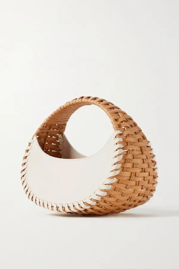 Cult Gaia Aiko Wicker And Leather Tote