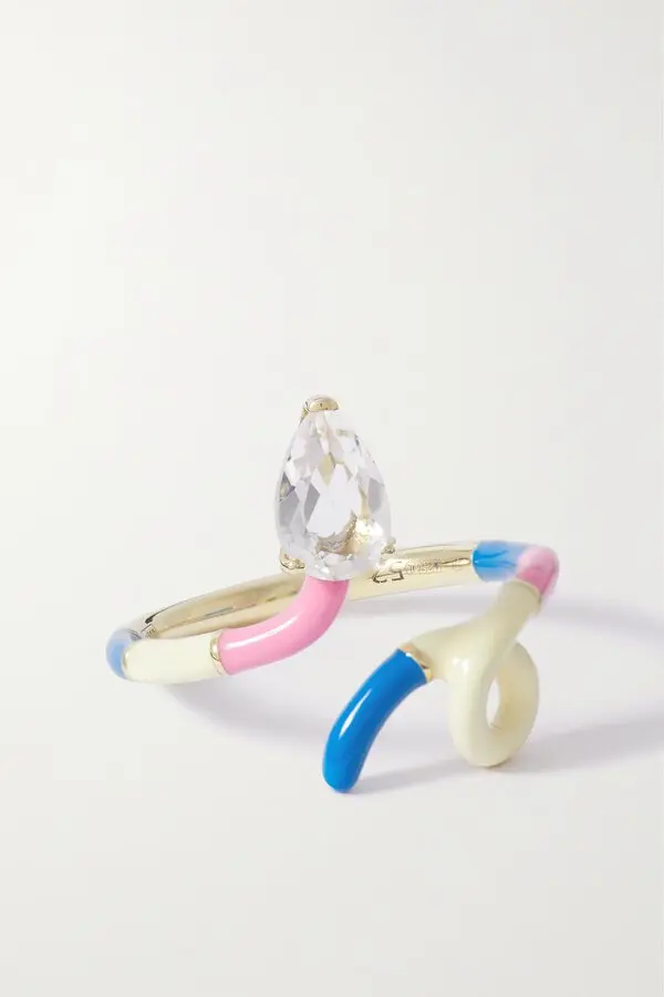 Bea Bongiasca 9-karat Rock Crystal And Enamel Ring