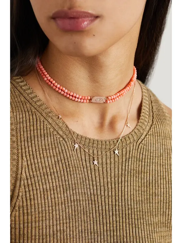 DIANE KORDAS Id 14-karat Bead And Diamond Choker