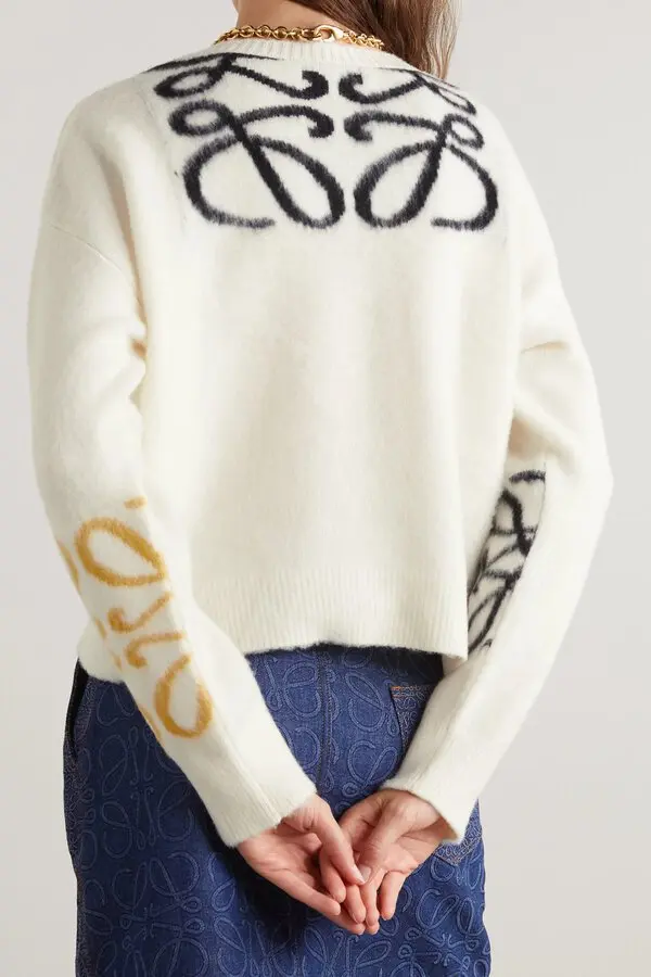 Loewe Cropped Intarsia Wool Sweater