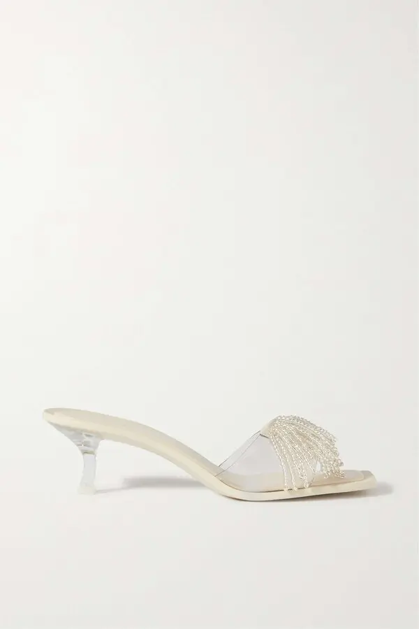 Cult Gaia Uma Fringed Crystal-embellished Pvc Mules