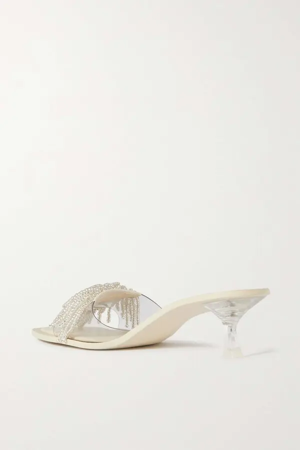 Cult Gaia Uma Fringed Crystal-embellished Pvc Mules