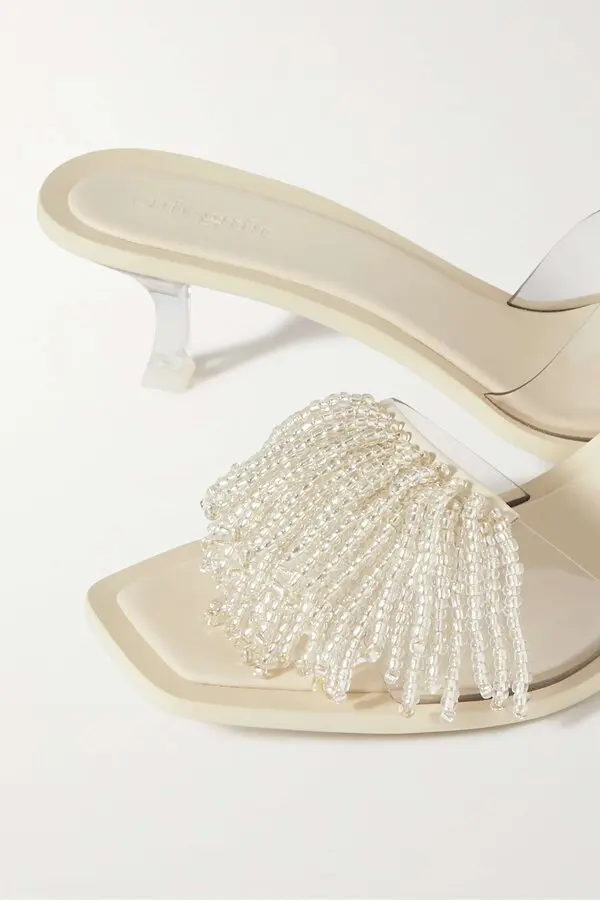Cult Gaia Uma Fringed Crystal-embellished Pvc Mules