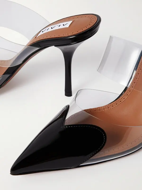 Alaïa Le Caur 90 Pu And Patent-leather Mules - Black