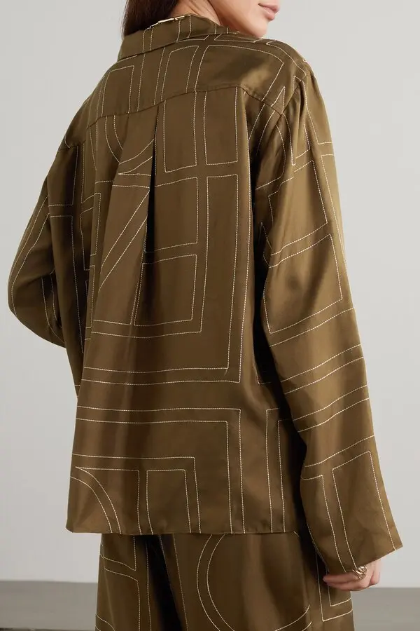 TOTEME Embroidered Silk-twill Shirt