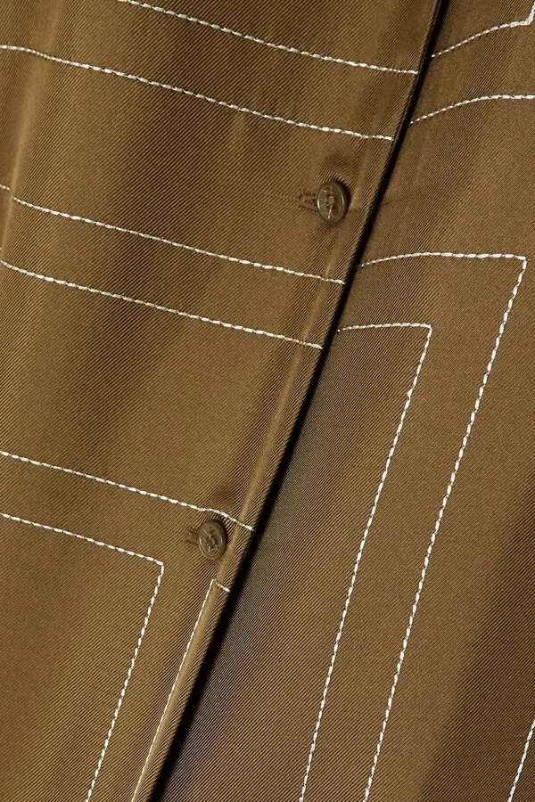 TOTEME Embroidered Silk-twill Shirt