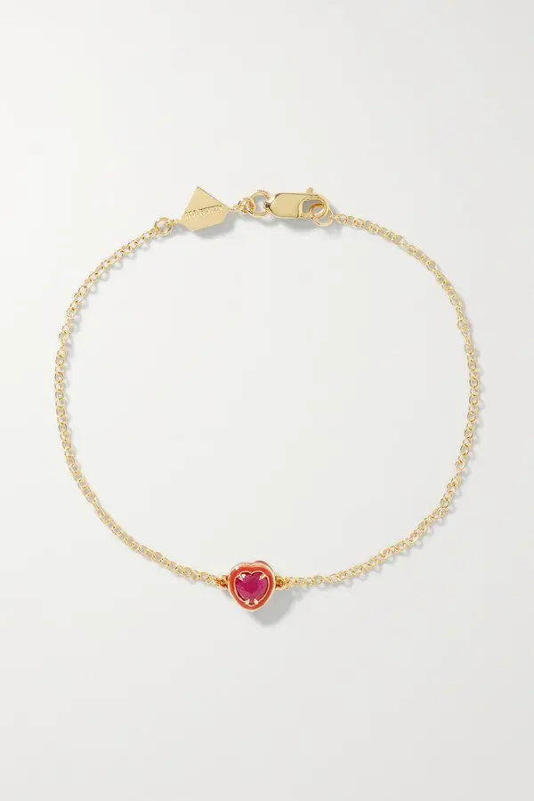 Alison Lou Cocktail Ruby And Enamel Bracelet - Pink