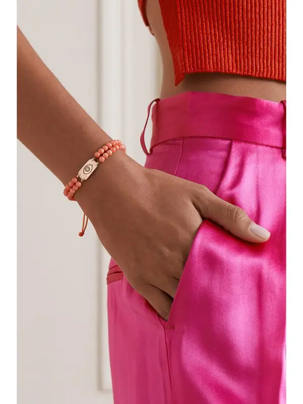 DIANE KORDAS 14-karat Cord, Agate And Diamond Bracelet - Gold