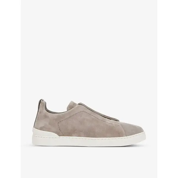 Zegna Triple Stitch Suede Low-top Trainers - Grey/light