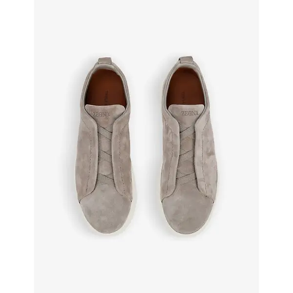 Zegna Triple Stitch Suede Low-top Trainers - Grey/light