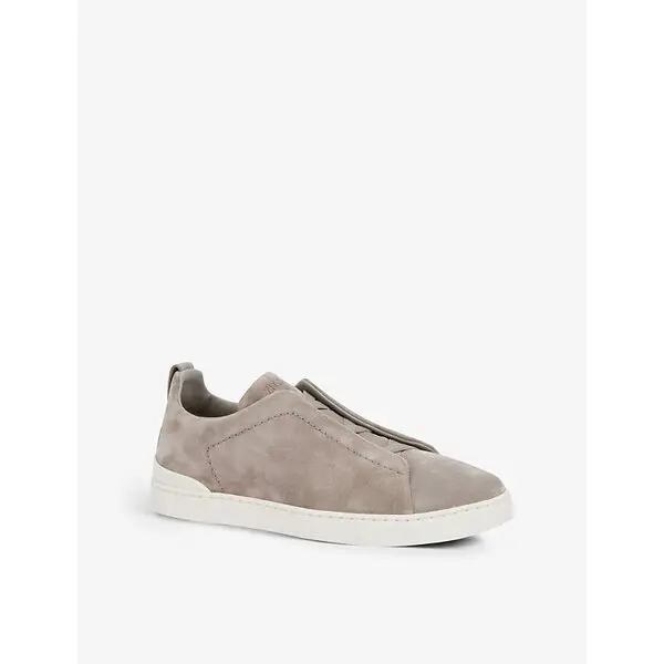 Zegna Triple Stitch Suede Low-top Trainers - Grey/light