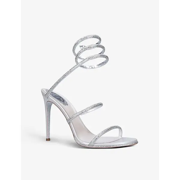 Rene Caovilla Cleo Crystal-embellished Heeled Sandals - Silver