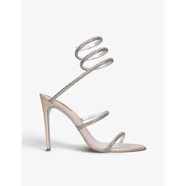 Rene Caovilla Cleo Crystal-embellished Heeled Sandals - Gold