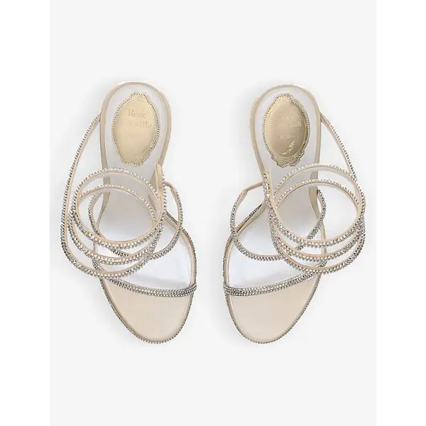 Rene Caovilla Cleo Crystal-embellished Heeled Sandals - Gold
