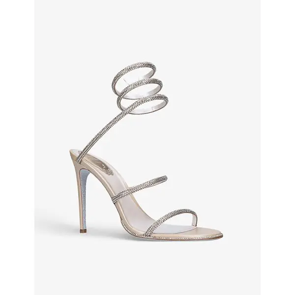 Rene Caovilla Cleo Crystal-embellished Heeled Sandals - Gold