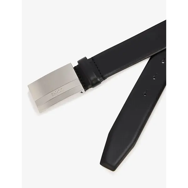 BOSS Logo-engraved Leather Belt