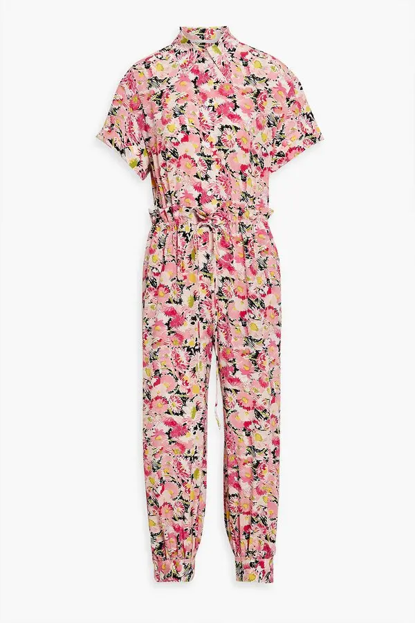 Stella McCartney Printed Silk Crepe De Chine Jumpsuit - Baby Pink