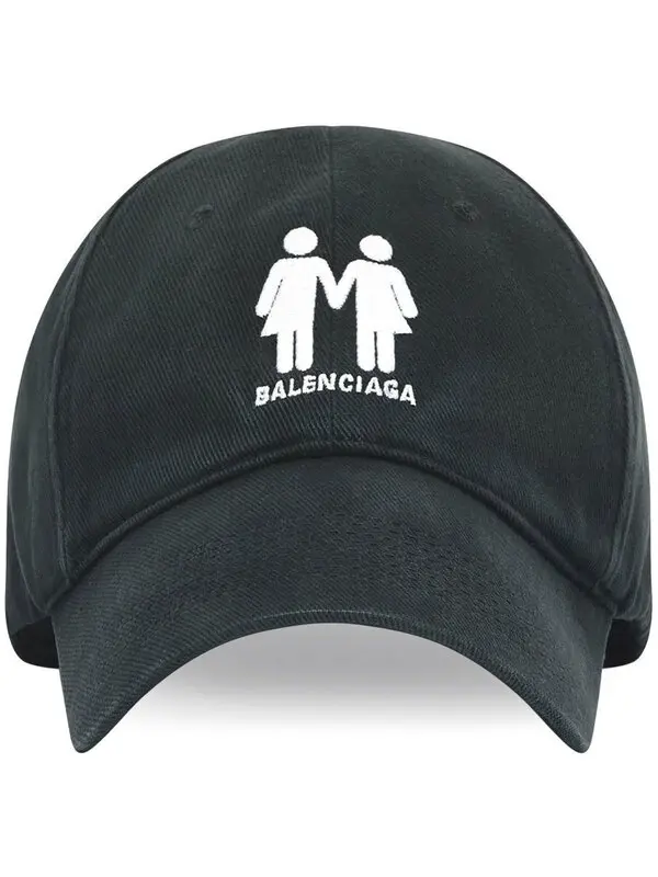 Balenciaga Embroidered Logo Baseball Cap - Black