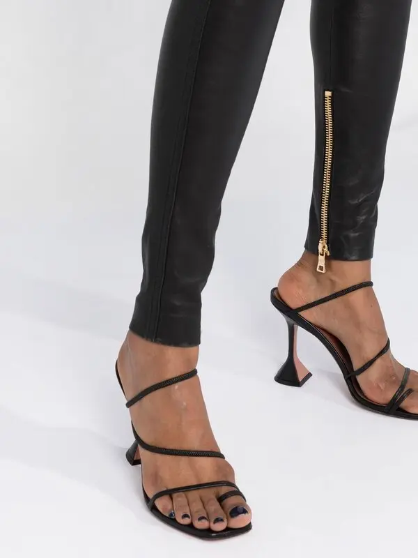 Balmain Button-embossed Leather Leggings