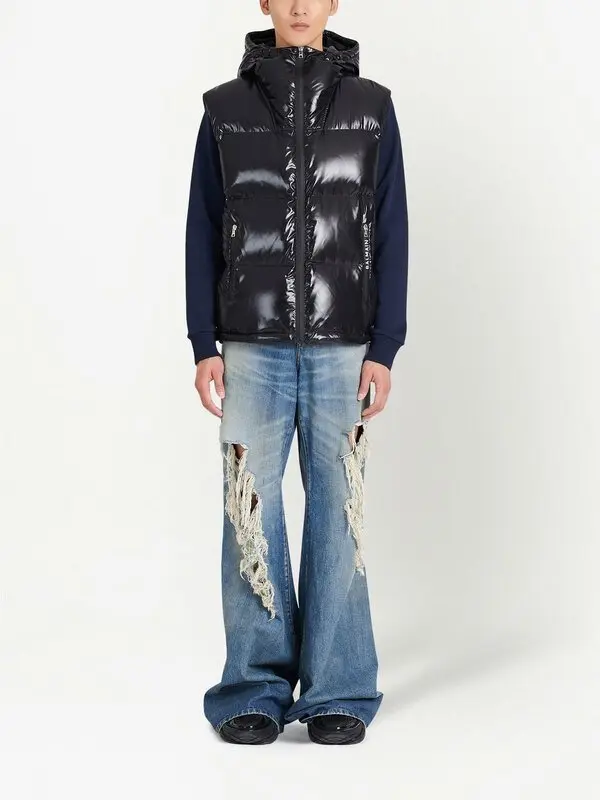 Balmain Puffer Hooded Sleeveless Jacket