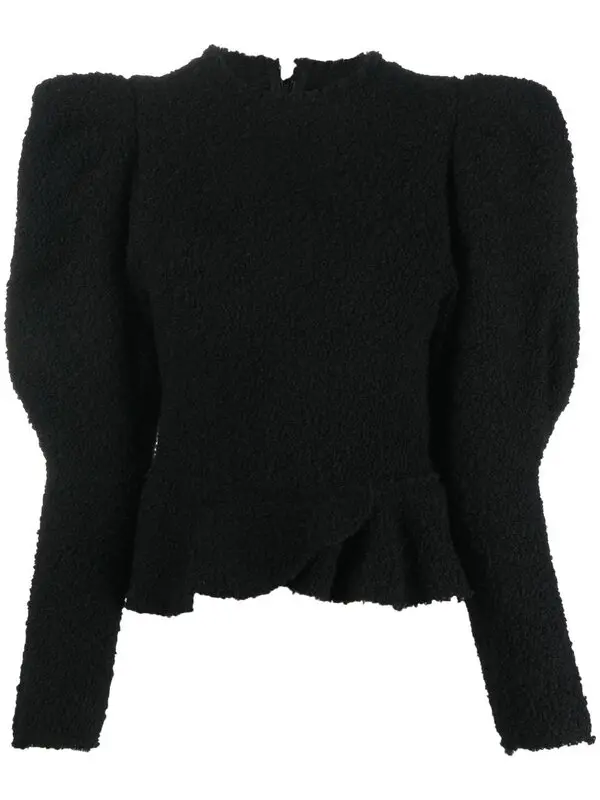 Isabel Marant Étoile Puff-sleeve Peplum Top - Black
