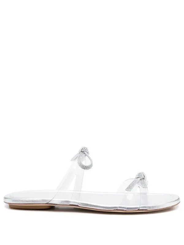 STUART WEITZMAN Bow Slides - White