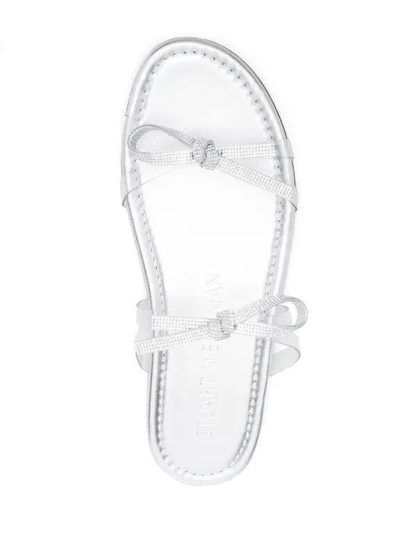 STUART WEITZMAN Bow Slides - White